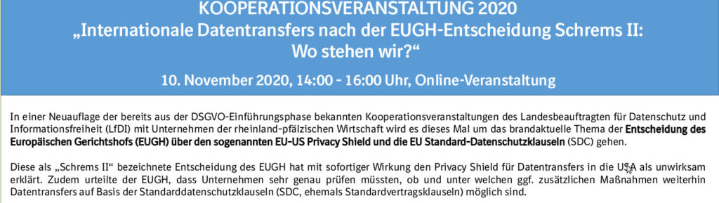 Schrems II: Kooperationsveranstaltung zu EuGH-Urteil - datensicherheit.de